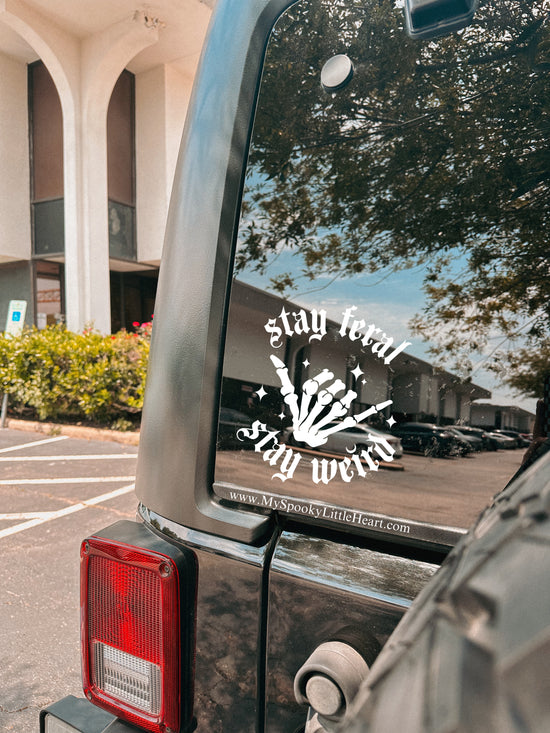 Stay Feral Stay Weird Skeleton Shaka Vinyl Decal – My Spooky Little ...