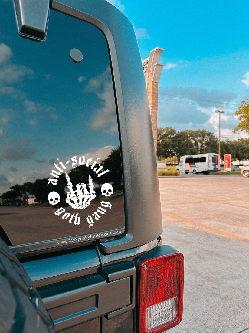 Anti-Social Goth Gang Skeleton Rock on Hand Vinyl Decal – My Spooky ...