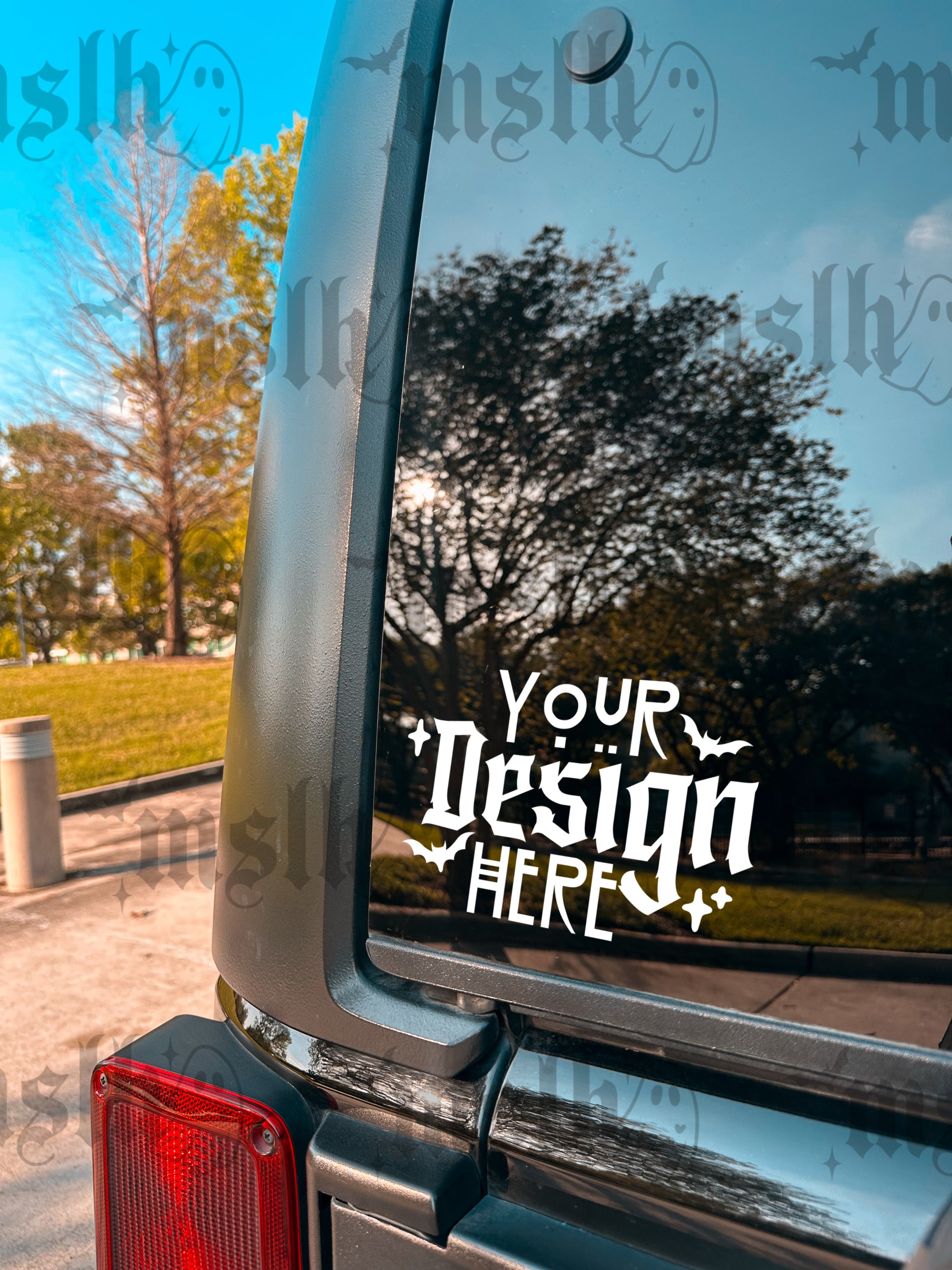 Black 4x4 SUV Rear Window Mockup – My Spooky Little Heart, LLC